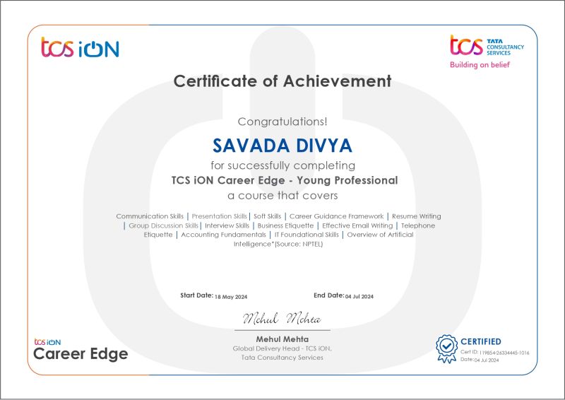 SAVADA DIVYA on LinkedIn: #tcsion #softskills #careeredge # ... SAVADA DIVYA on LinkedIn: #tcsion #softskills #careeredge # ...