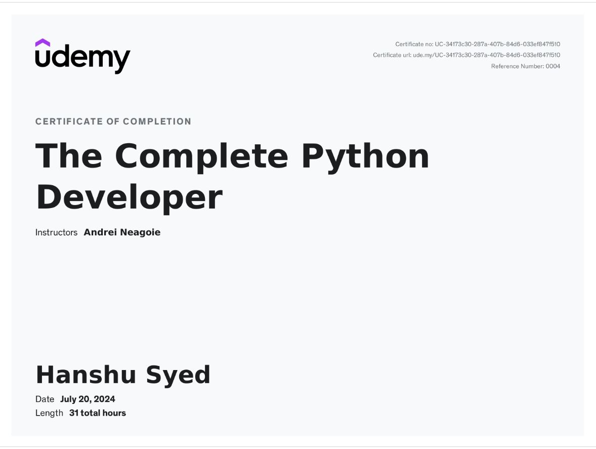 Hanshu Syed on LinkedIn: #python #udemy #coding #programming # ... Hanshu Syed on LinkedIn: #python #udemy #coding #programming # ...