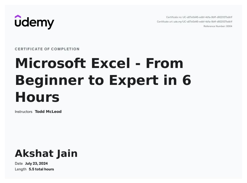 Akshat Jain on LinkedIn: #excel #udemy #finance Akshat Jain on LinkedIn: #excel #udemy #finance