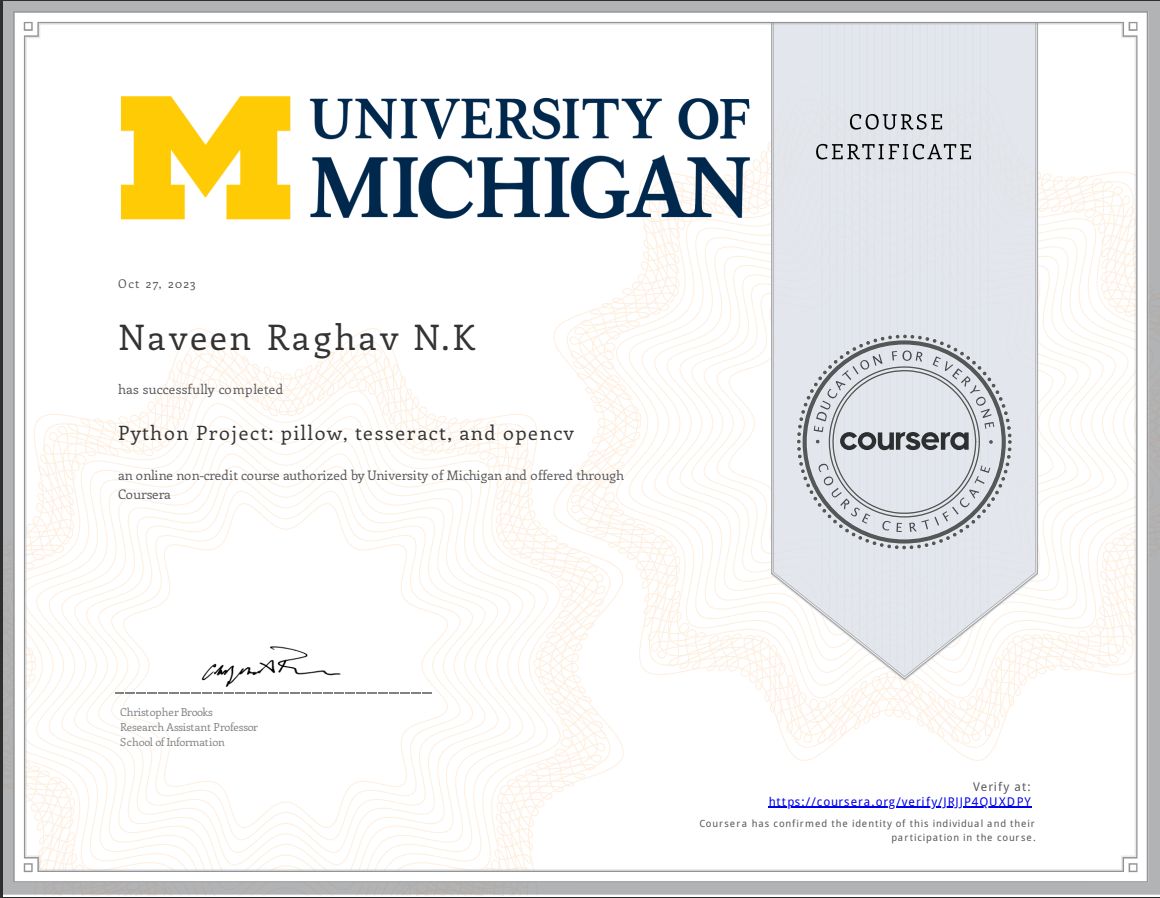 Finished a Python project with Pillow and Tesseract | NAVEEN RAGHAV ... Finished a Python project with Pillow and Tesseract | NAVEEN RAGHAV ...