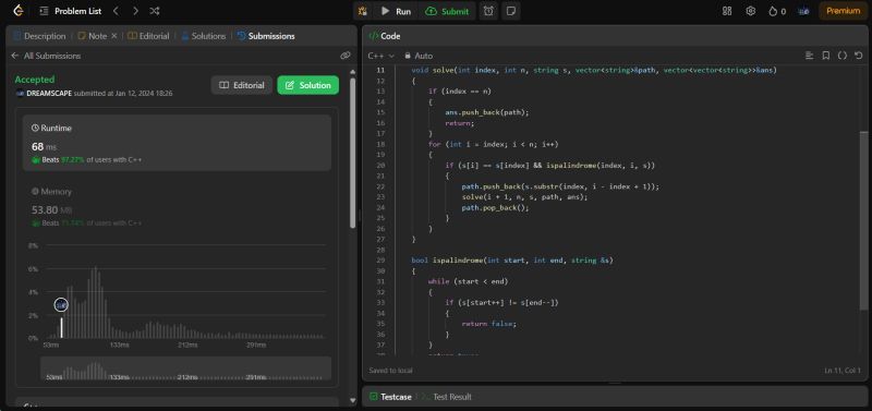 Kumar Ashutosh on LinkedIn: 12/01/24 solved PALINDROME PARTIONING using ... Kumar Ashutosh on LinkedIn: 12/01/24 solved PALINDROME PARTIONING using ...