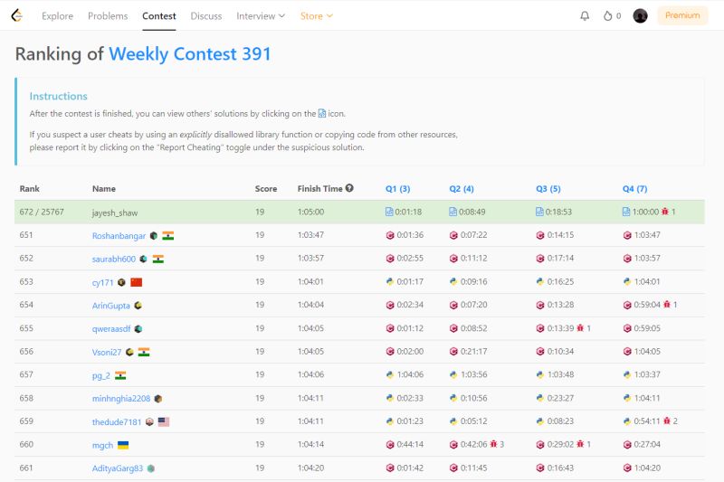 Jayesh Kumar Shaw 🇮🇳 on LinkedIn: #leetcode #weekly #contest #dsa Jayesh Kumar Shaw 🇮🇳 on LinkedIn: #leetcode #weekly #contest #dsa