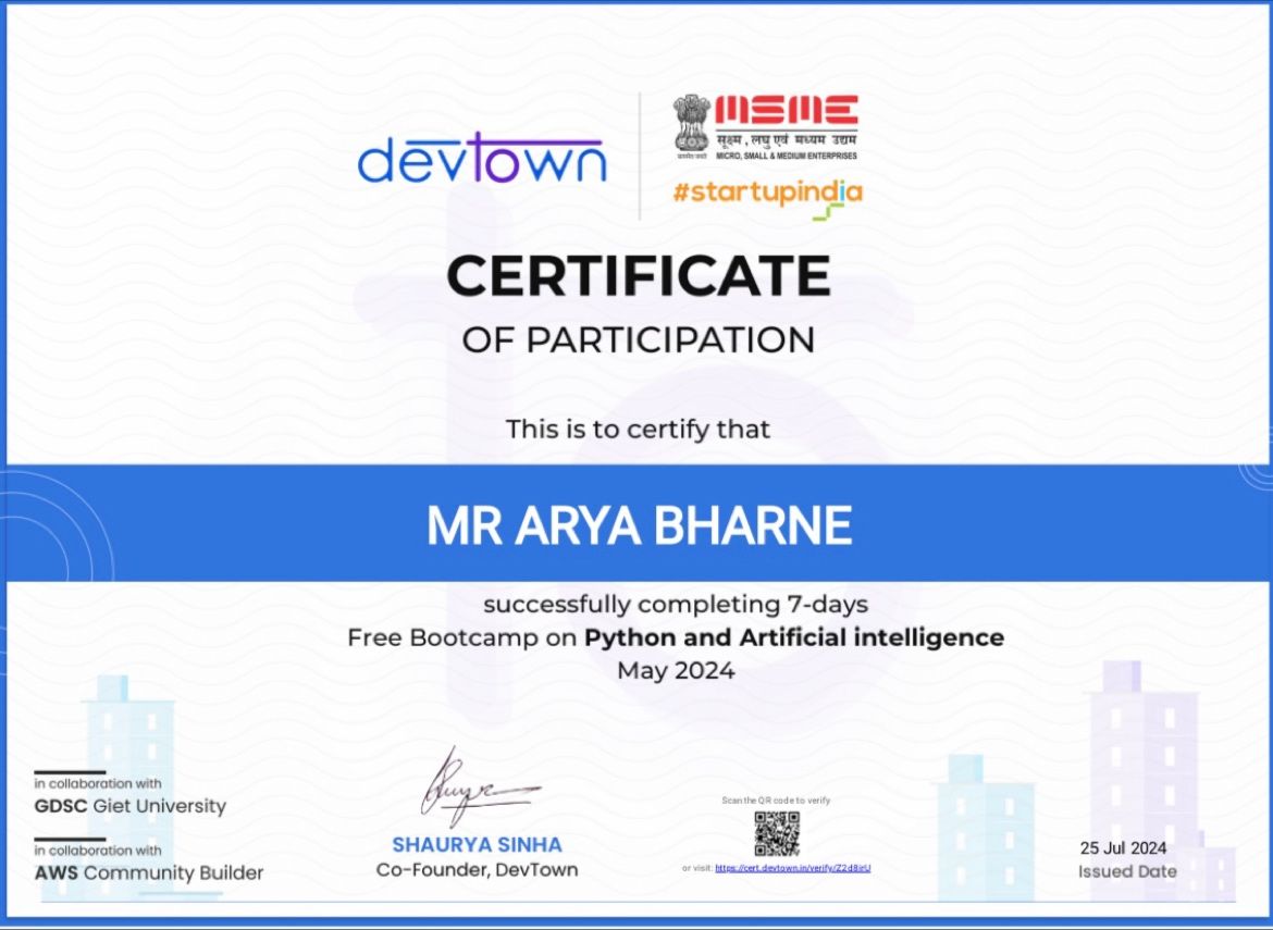 Arya Bharne on LinkedIn: #python #ai #artificialintelligence # ... Arya Bharne on LinkedIn: #python #ai #artificialintelligence # ...