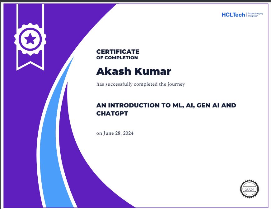 Akash Kumar on LinkedIn: Hello Connections I have completed the ... Akash Kumar on LinkedIn: Hello Connections I have completed the ...