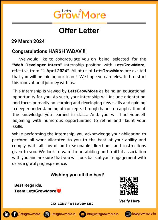 Harsh Yadav on LinkedIn: #webdevelopment #letsgrowmore #internship # ... Harsh Yadav on LinkedIn: #webdevelopment #letsgrowmore #internship # ...