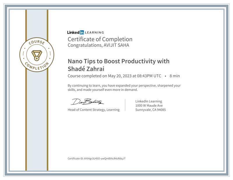 AVIJIT SAHA on LinkedIn: Certificate of Completion AVIJIT SAHA on LinkedIn: Certificate of Completion