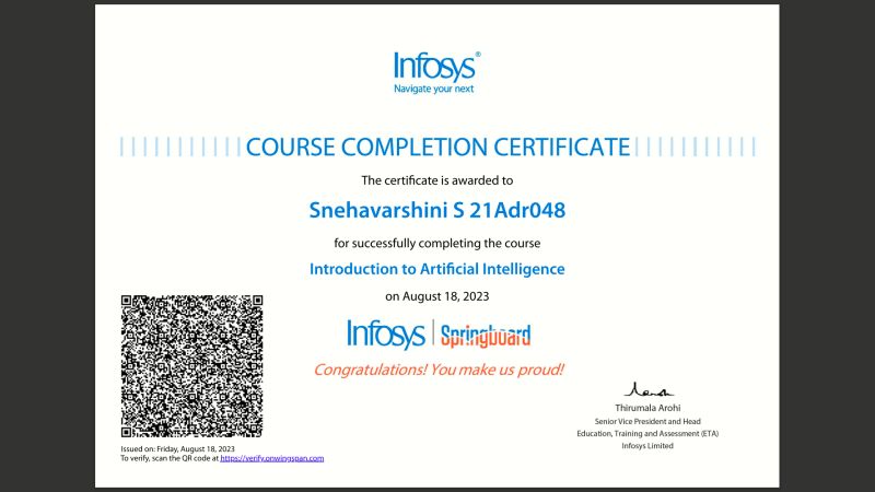 Snehavarshini Shanmugam on LinkedIn: #infosysspringboard # ... Snehavarshini Shanmugam on LinkedIn: #infosysspringboard # ...
