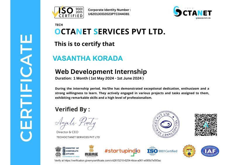 Vasantha Korada on LinkedIn: #webdevelopment #givemycertificate # ... Vasantha Korada on LinkedIn: #webdevelopment #givemycertificate # ...