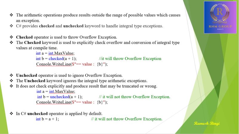 Ramesh Bingi on LinkedIn: What are the uses of Checked and Unchecked ... Ramesh Bingi on LinkedIn: What are the uses of Checked and Unchecked ...