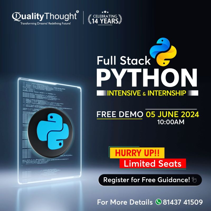 Quality Thought Infosystems on LinkedIn: #python #python #pythoncode # ... Quality Thought Infosystems on LinkedIn: #python #python #pythoncode # ...
