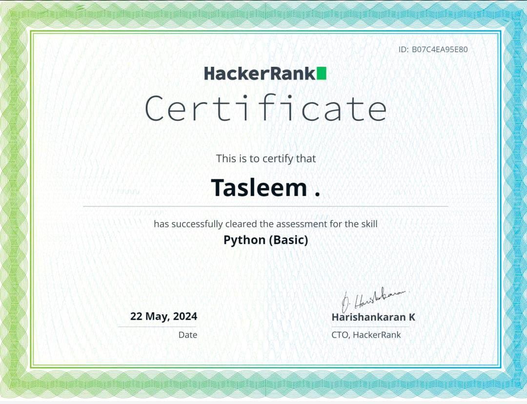 Tasleem ... on LinkedIn: #python #hackerrank #continuouslearning # ... Tasleem ... on LinkedIn: #python #hackerrank #continuouslearning # ...