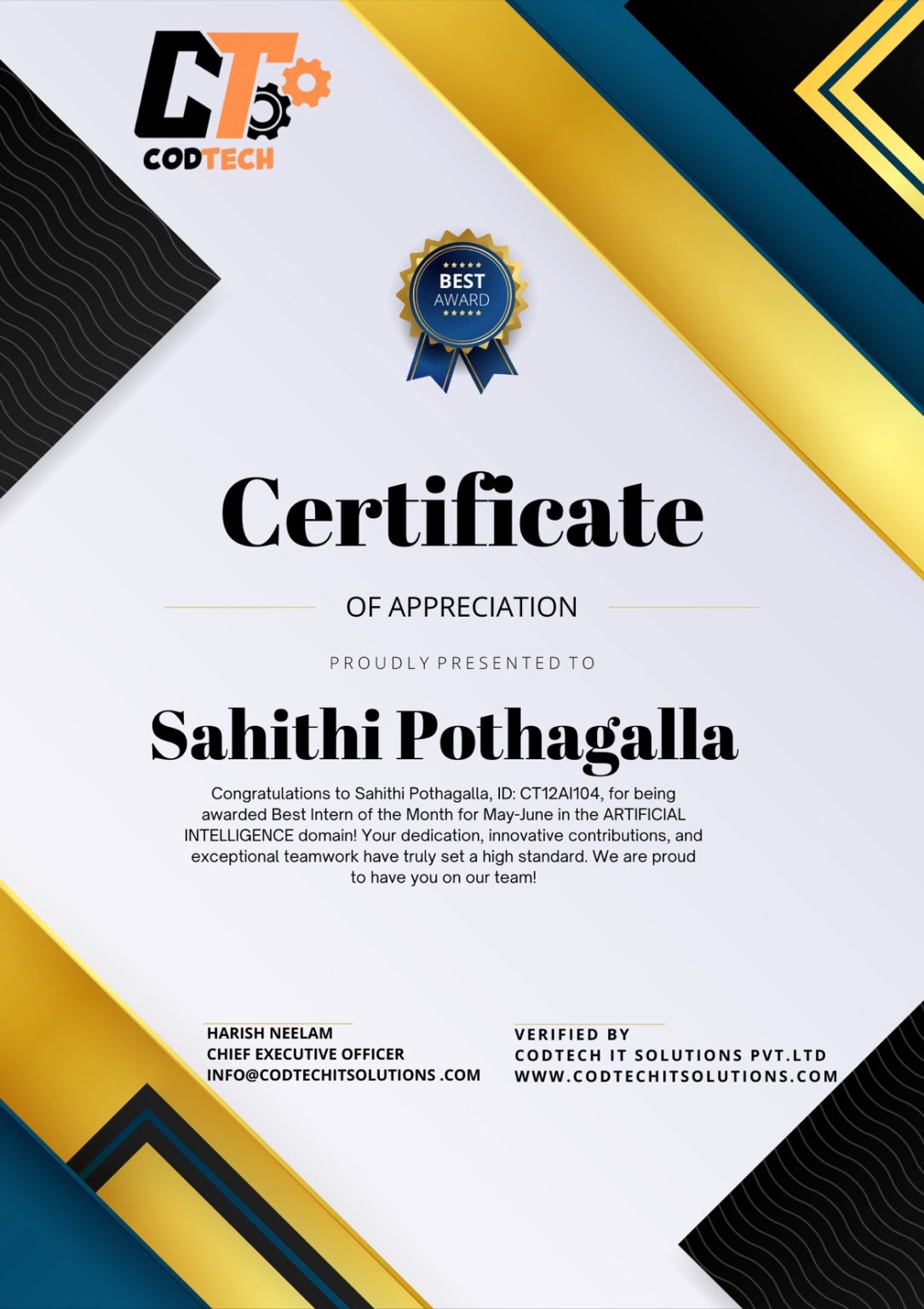 Sahithi Pothagalla on LinkedIn: #internship #bestintern #consistency # ... Sahithi Pothagalla on LinkedIn: #internship #bestintern #consistency # ...