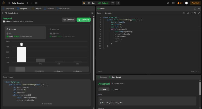Leetcode problem of the day: Reverse String | Areeff Pathan posted on ... Leetcode problem of the day: Reverse String | Areeff Pathan posted on ...