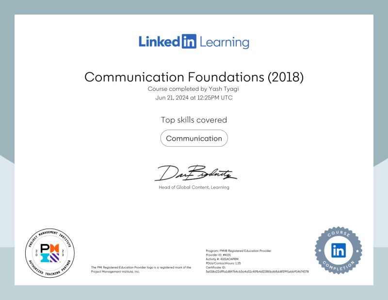 Yash Tyagi on LinkedIn: Certificate of Completion Yash Tyagi on LinkedIn: Certificate of Completion