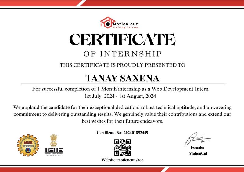 Tanay Saxena on LinkedIn: #webdevelopment #internship #careergrowth # ... Tanay Saxena on LinkedIn: #webdevelopment #internship #careergrowth # ...