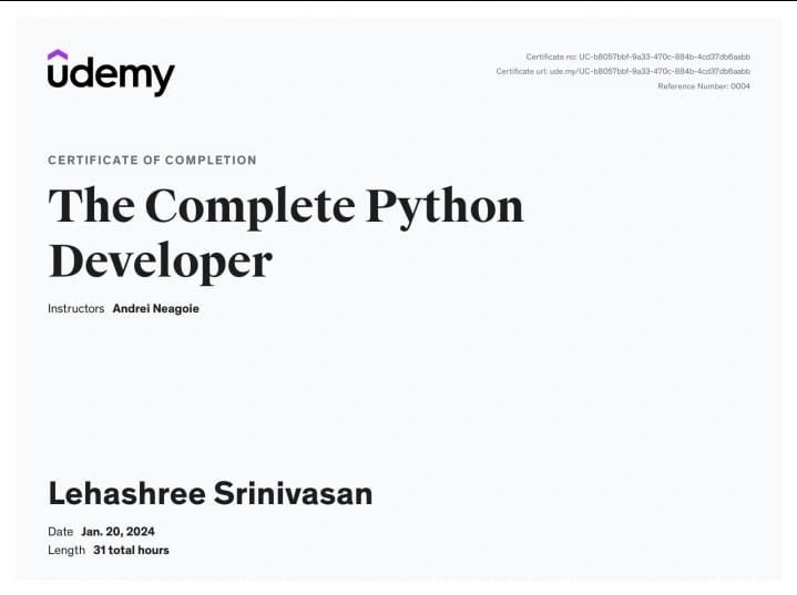 LEHASHREE SRINIVASAN on LinkedIn: Udemy LEHASHREE SRINIVASAN on LinkedIn: Udemy