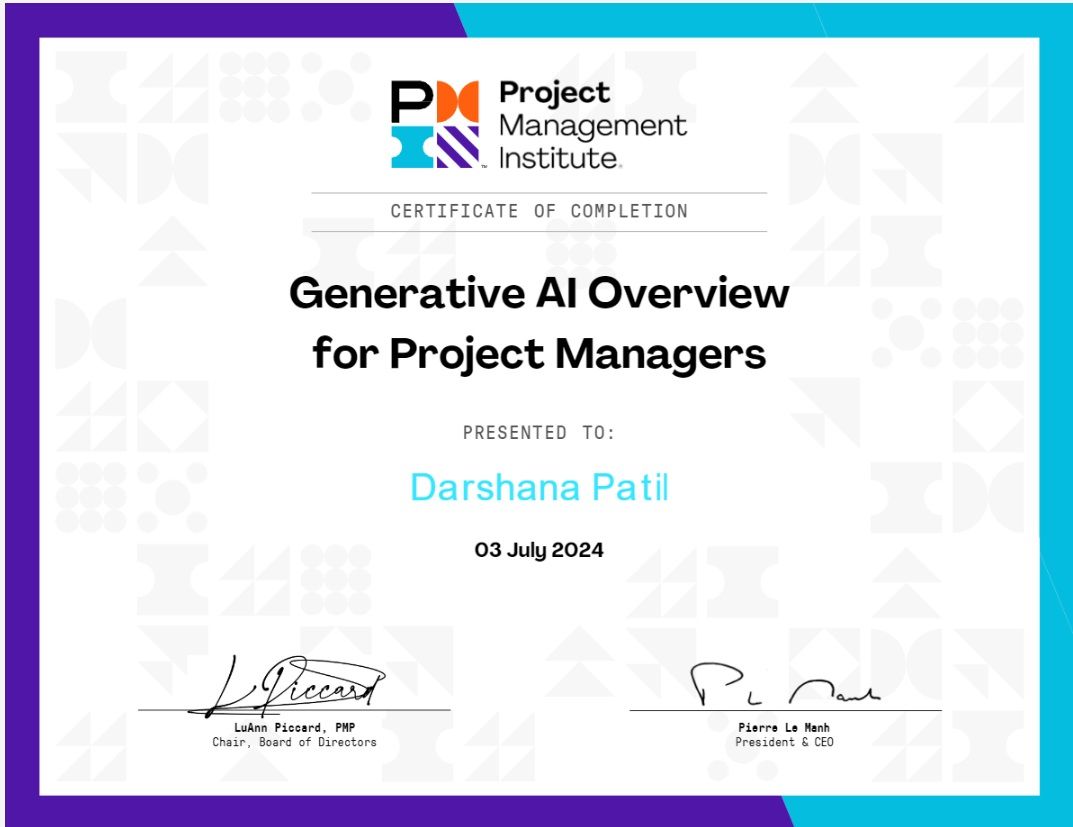 Darshana Paresh Patil on LinkedIn: Generative AI For Project Managers ... Darshana Paresh Patil on LinkedIn: Generative AI For Project Managers ...