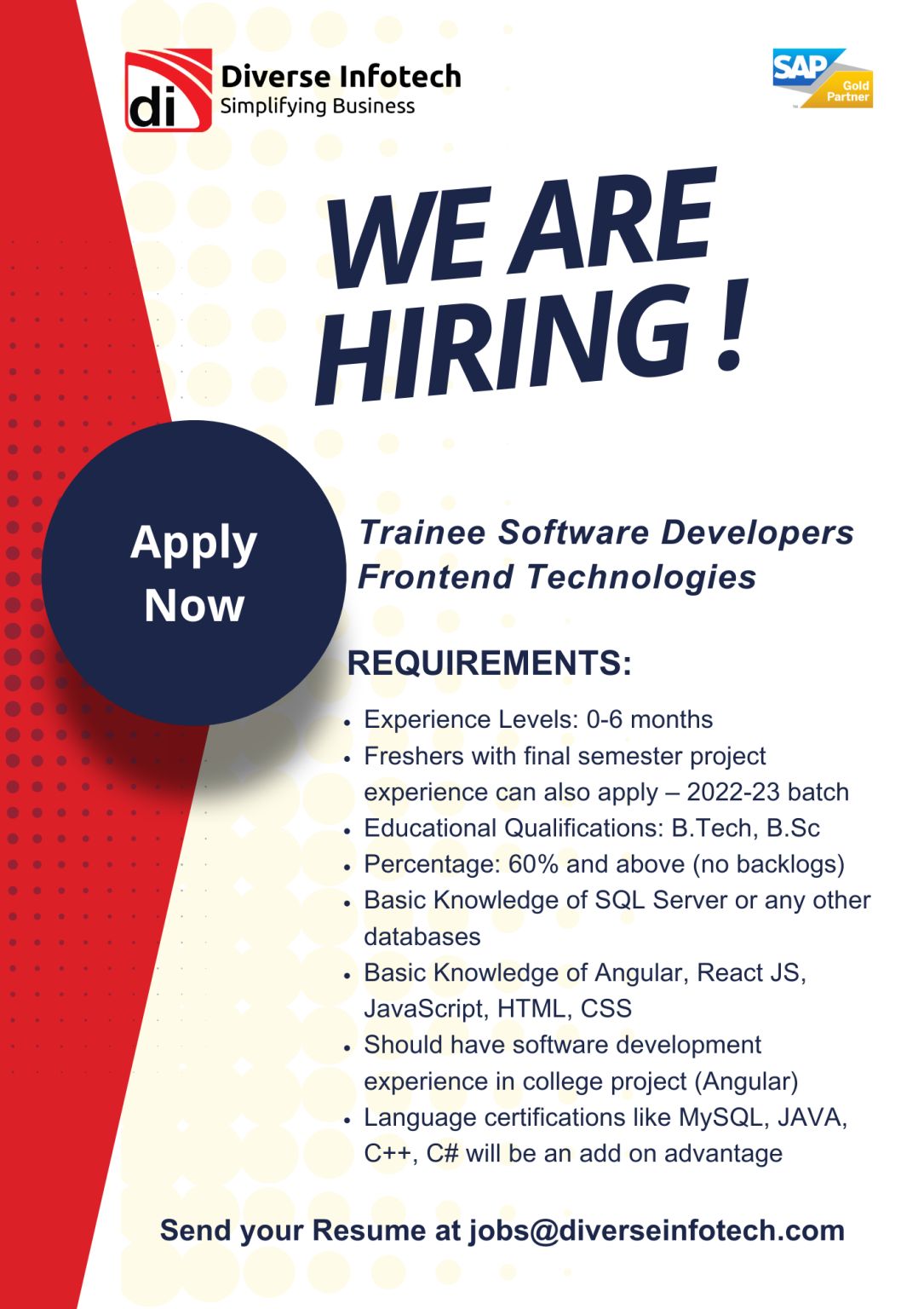 Ekta Jain on LinkedIn: #diverseinfotech #sapgoldpartner #mysql #angular ... Ekta Jain on LinkedIn: #diverseinfotech #sapgoldpartner #mysql #angular ...