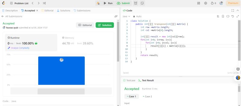Fauwaz ayub on LinkedIn: Just solved this LeetCode Problem 867 ... Fauwaz ayub on LinkedIn: Just solved this LeetCode Problem 867 ...