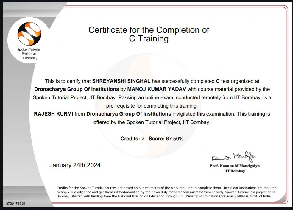 Shreyanshi Singhal on LinkedIn: #cprogramming #coding #iitbombay Shreyanshi Singhal on LinkedIn: #cprogramming #coding #iitbombay