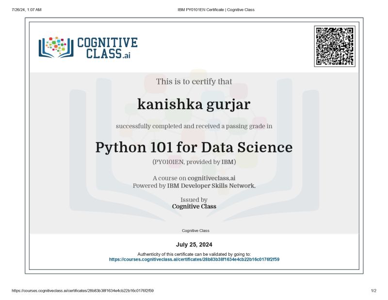 Kanishka Gurjar on LinkedIn: #datascience #python #continuouslearning #ibm Kanishka Gurjar on LinkedIn: #datascience #python #continuouslearning #ibm