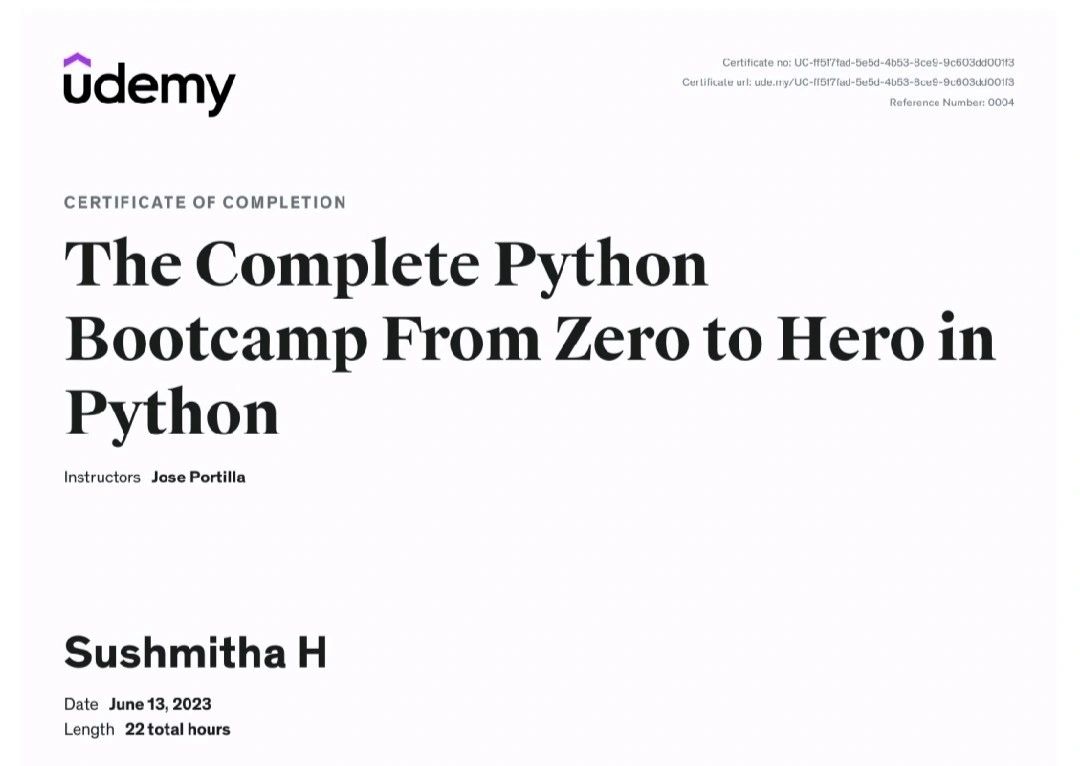 SUSHMITHA H on LinkedIn: #pythonprogramming #python #udemy # ... SUSHMITHA H on LinkedIn: #pythonprogramming #python #udemy # ...