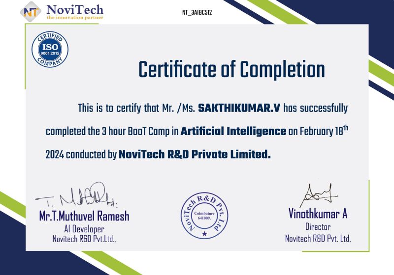 SAKTHIKUMAR V on LinkedIn: #artificialintelligence #aibootcamp # ... SAKTHIKUMAR V on LinkedIn: #artificialintelligence #aibootcamp # ...