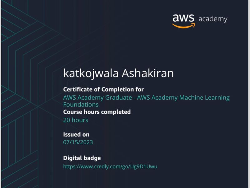 Ashakiran katkojwala on LinkedIn: #aws #machinelearning #awsacademy # ... Ashakiran katkojwala on LinkedIn: #aws #machinelearning #awsacademy # ...