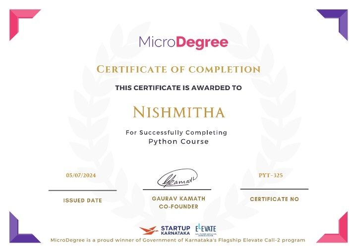 Nishmitha gowda on LinkedIn: #microdegree #microdegree #python # ... Nishmitha gowda on LinkedIn: #microdegree #microdegree #python # ...
