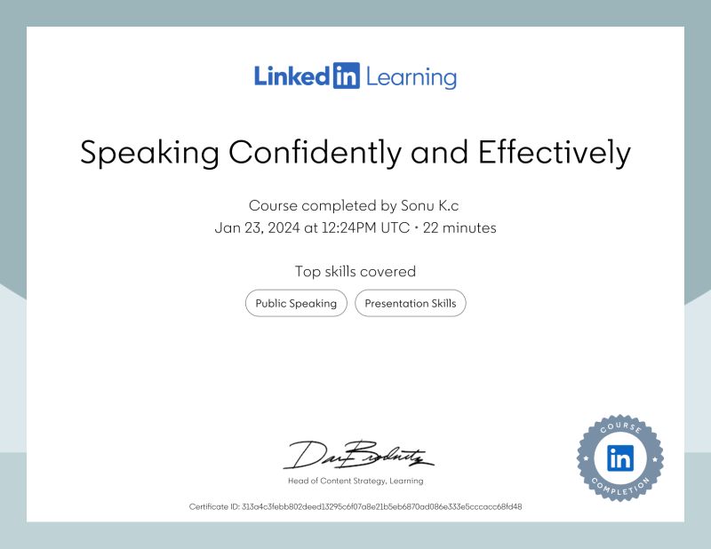 Sonu K.c on LinkedIn: Certificate of Completion Sonu K.c on LinkedIn: Certificate of Completion