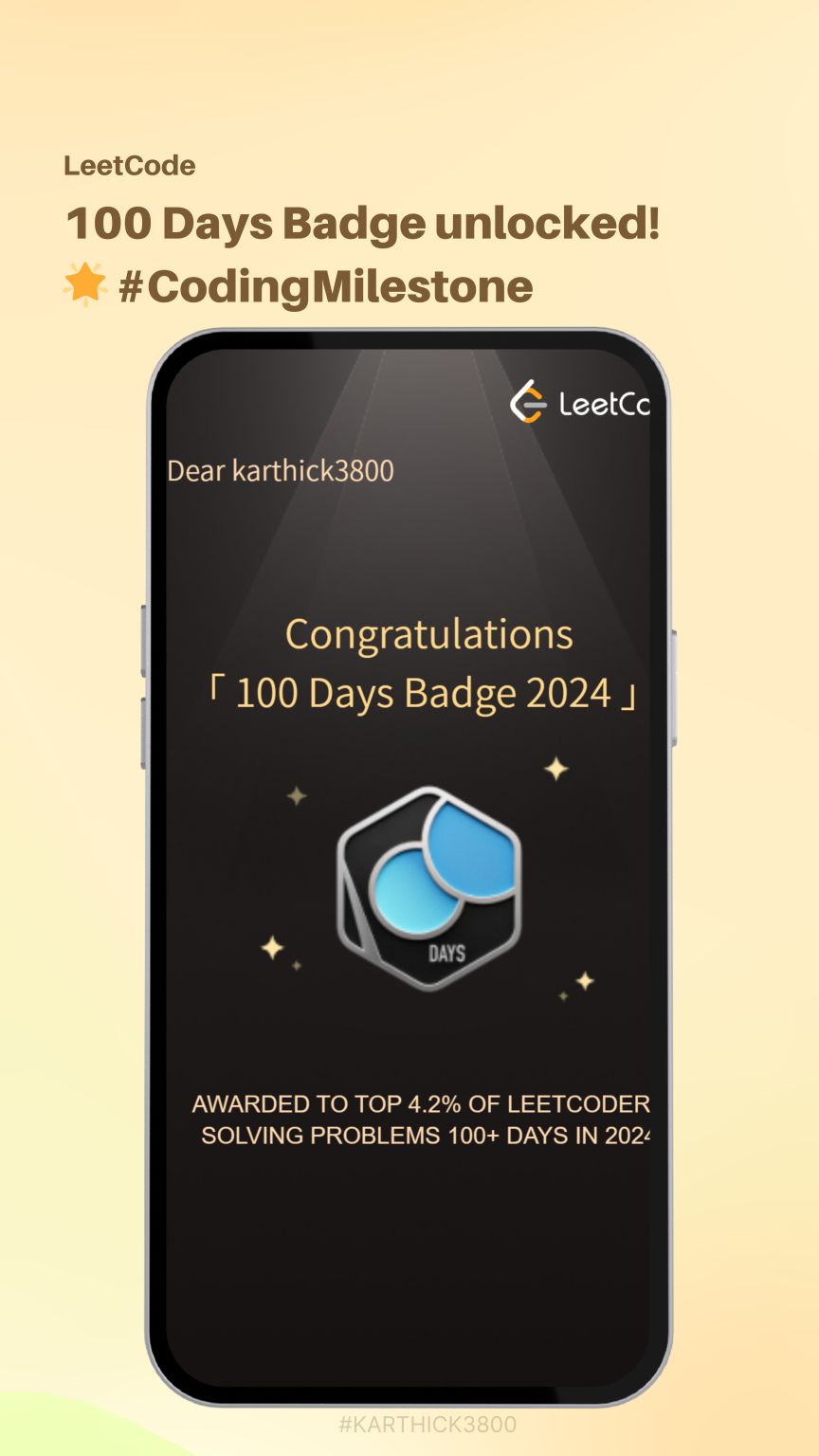Karthick .R on LinkedIn: #codingmilestone #leetcode #100dayschallenge # ... Karthick .R on LinkedIn: #codingmilestone #leetcode #100dayschallenge # ...