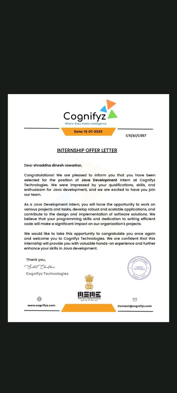 Shraddha Rawarkar on LinkedIn: #connections #cognifyz #internship # ... Shraddha Rawarkar on LinkedIn: #connections #cognifyz #internship # ...