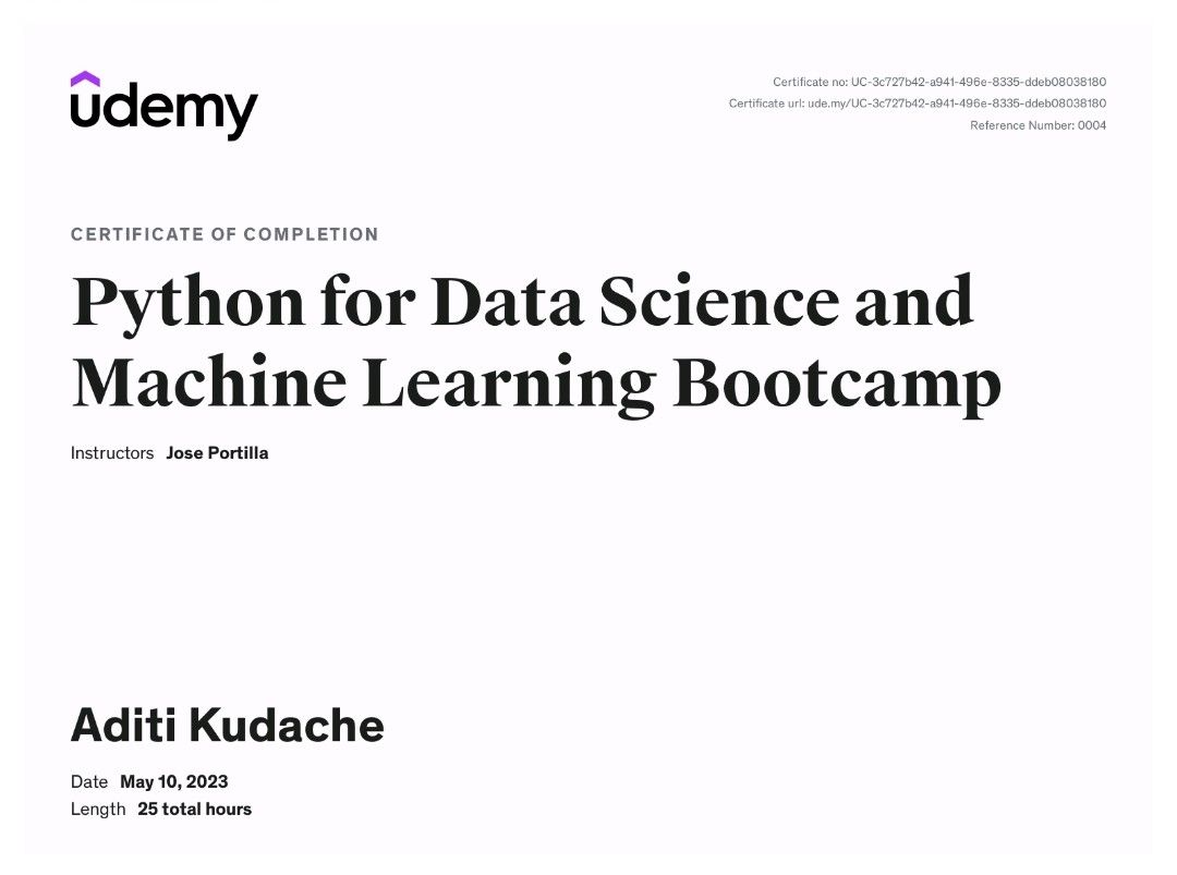Aditi Kudache on LinkedIn: #udemy #machinelearning #datascience #python ... Aditi Kudache on LinkedIn: #udemy #machinelearning #datascience #python ...