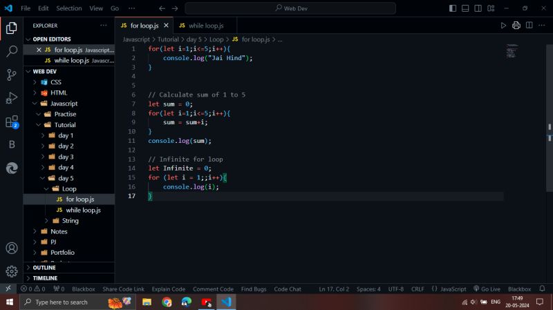Sonu Kumar on LinkedIn: #webdev #js #javascript #day5 #loops Sonu Kumar on LinkedIn: #webdev #js #javascript #day5 #loops