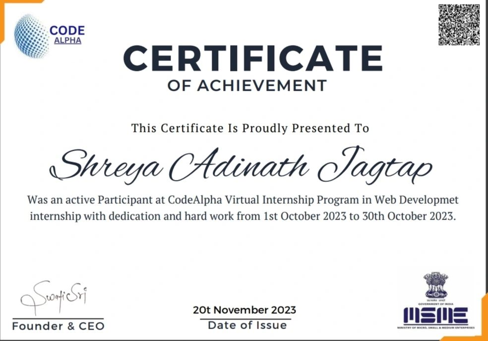 Shreya Jagtap on LinkedIn: #codealpha Shreya Jagtap on LinkedIn: #codealpha