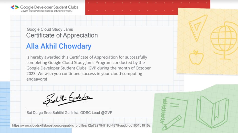 Alla Akhil Chowdary on LinkedIn: #googlecloud Alla Akhil Chowdary on LinkedIn: #googlecloud