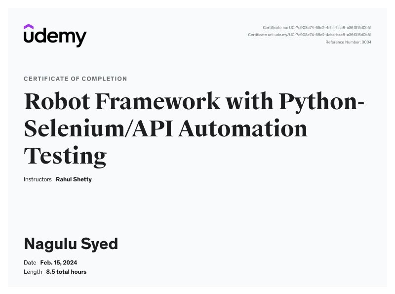 Nagulu Syed on LinkedIn: #robotframework #python #selenium # ... Nagulu Syed on LinkedIn: #robotframework #python #selenium # ...