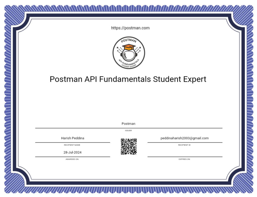 Harish Peddina on LinkedIn: #postman #api #certification #studentexpert ... Harish Peddina on LinkedIn: #postman #api #certification #studentexpert ...