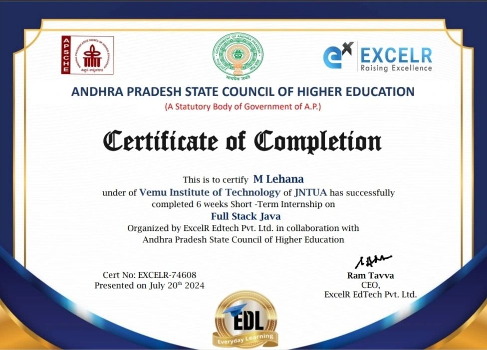 Lehana Menati on LinkedIn: #excelr #fullstackjava #coding #learning #apsche Lehana Menati on LinkedIn: #excelr #fullstackjava #coding #learning #apsche