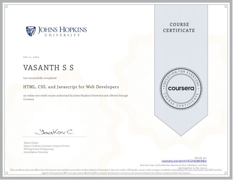 Vasanth S S on LinkedIn: #webdev #html #css #javascript #coursera # ... Vasanth S S on LinkedIn: #webdev #html #css #javascript #coursera # ...