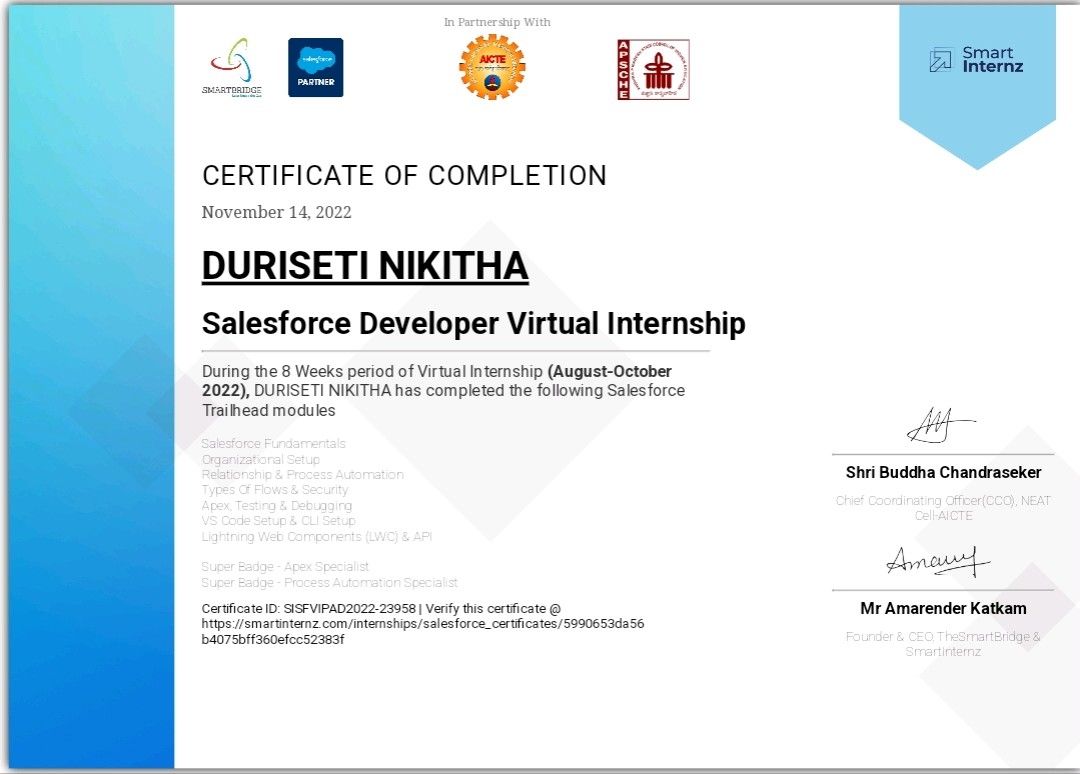 Duriseti Nikitha on LinkedIn: #salesforce Duriseti Nikitha on LinkedIn: #salesforce