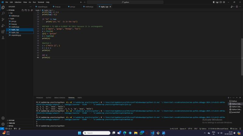 KAPIL GOLE on LinkedIn: #pythonprogramming #tuples #codingjourney # ... KAPIL GOLE on LinkedIn: #pythonprogramming #tuples #codingjourney # ...