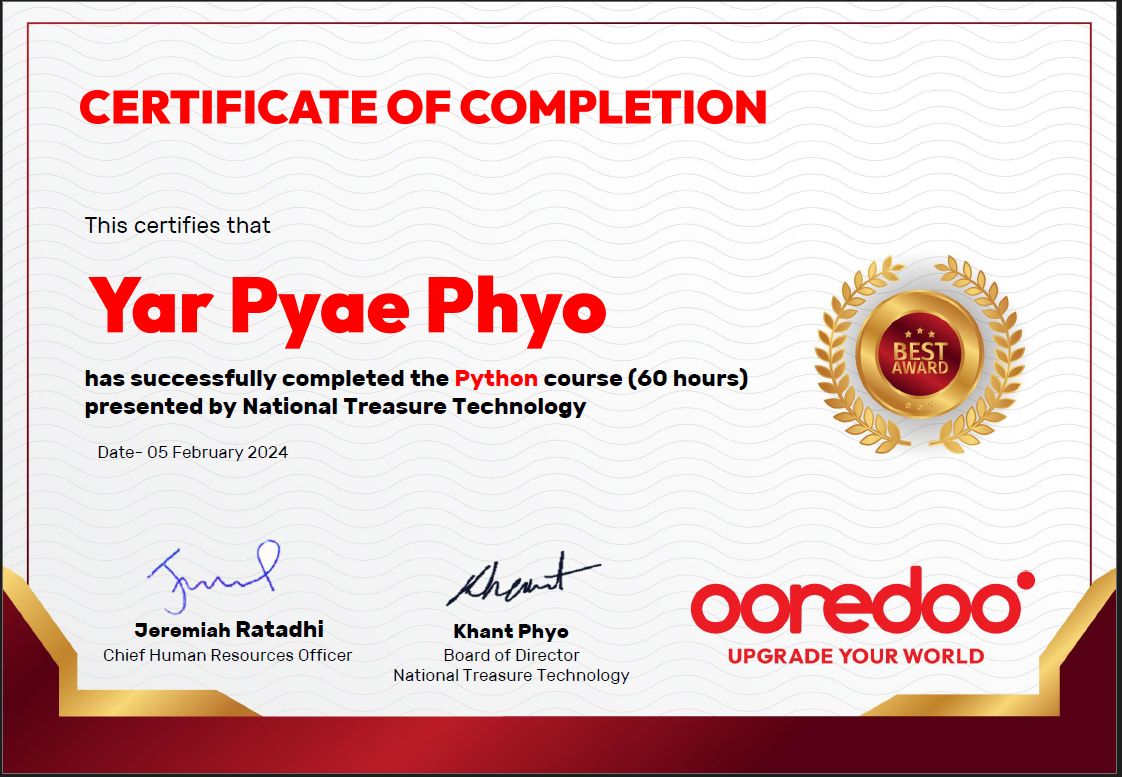 Yar Pyae Phyo on LinkedIn: #python #programming #skillsdevelopment Yar Pyae Phyo on LinkedIn: #python #programming #skillsdevelopment