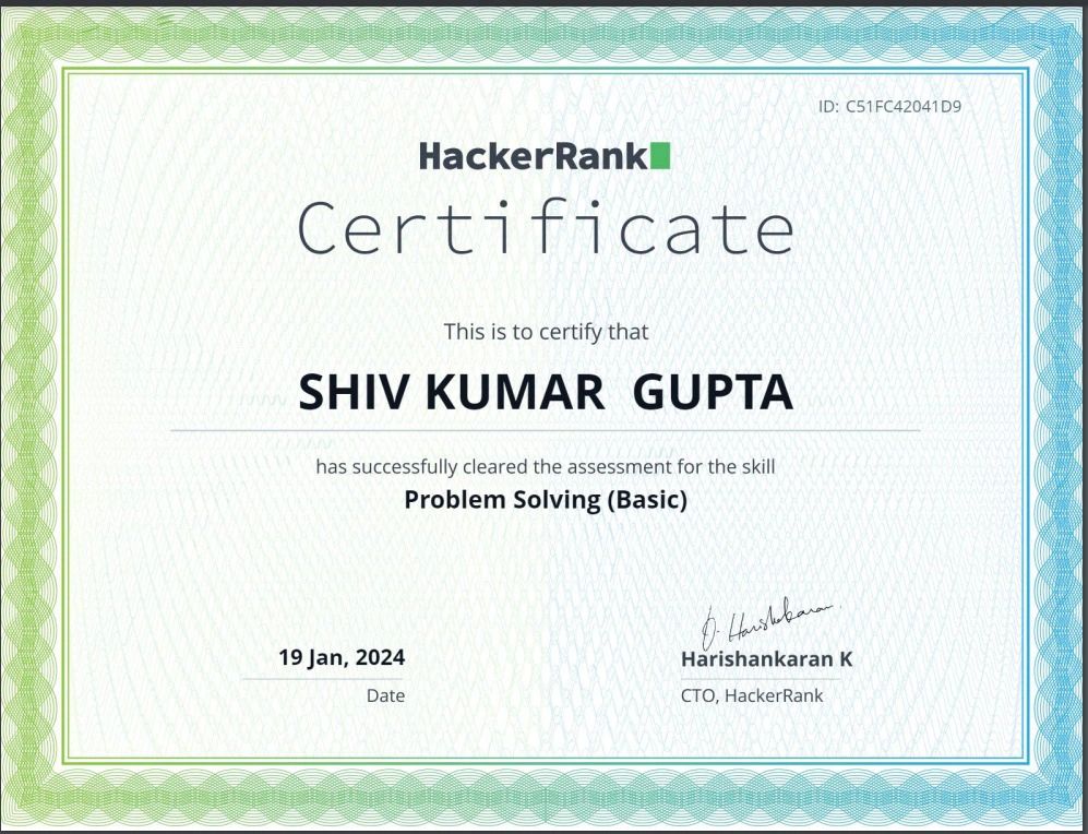 Shiv Gupta on LinkedIn: #cprogramming #hwckerrank_certificates #python ... Shiv Gupta on LinkedIn: #cprogramming #hwckerrank_certificates #python ...
