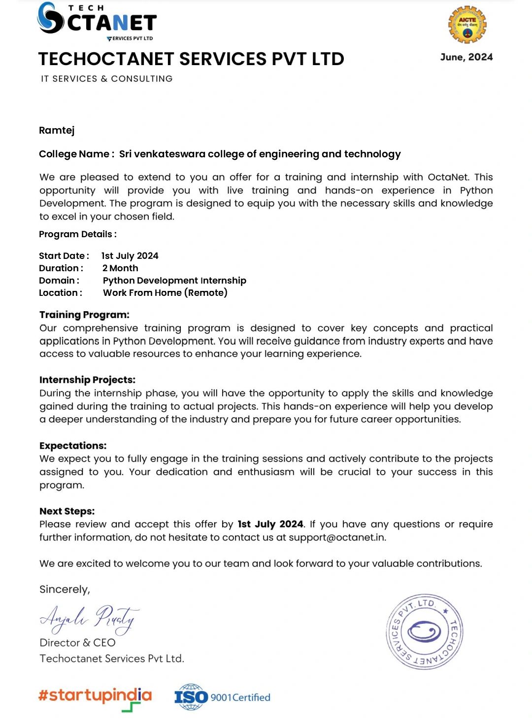 Ram Tej on LinkedIn: #internship #python Ram Tej on LinkedIn: #internship #python
