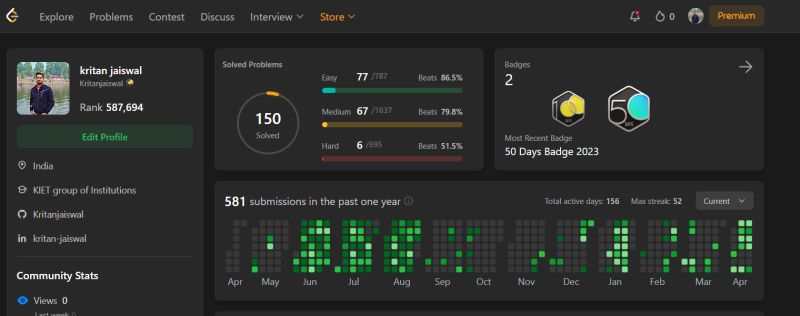 Kritan Jaiswal on LinkedIn: Finally, I have done 150 Questions on Leetcode. Kritan Jaiswal on LinkedIn: Finally, I have done 150 Questions on Leetcode.