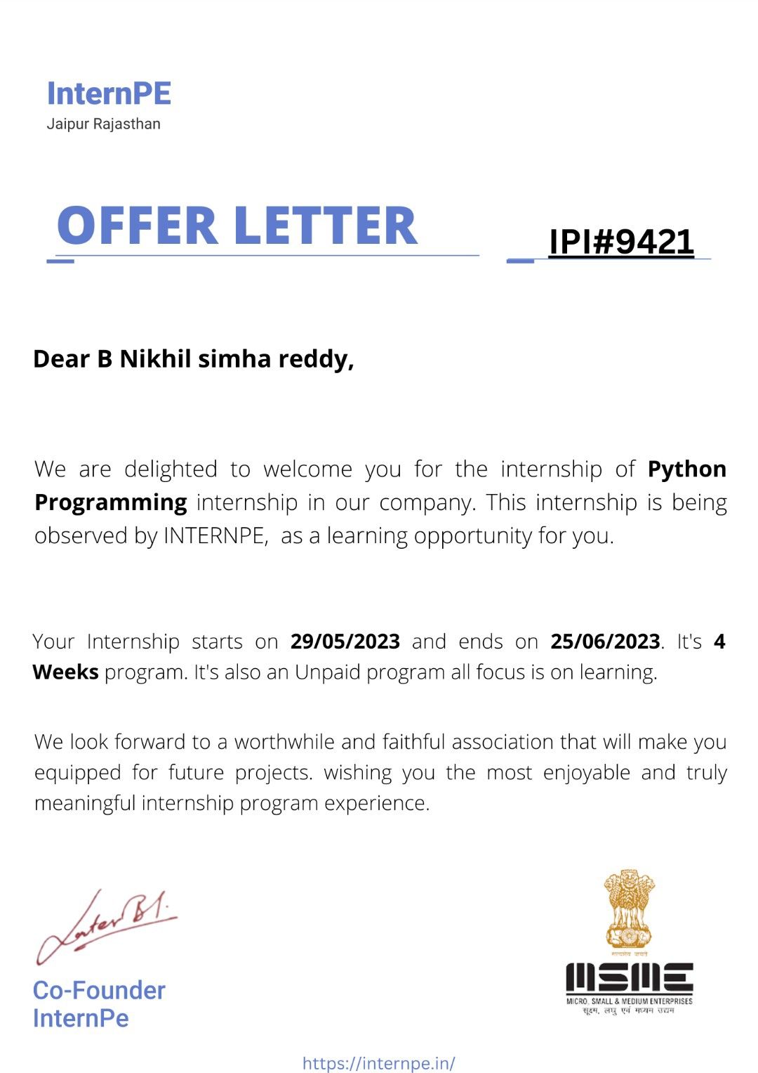 Nikhil simha on LinkedIn: #internpe #pythonprogramming #internship Nikhil simha on LinkedIn: #internpe #pythonprogramming #internship