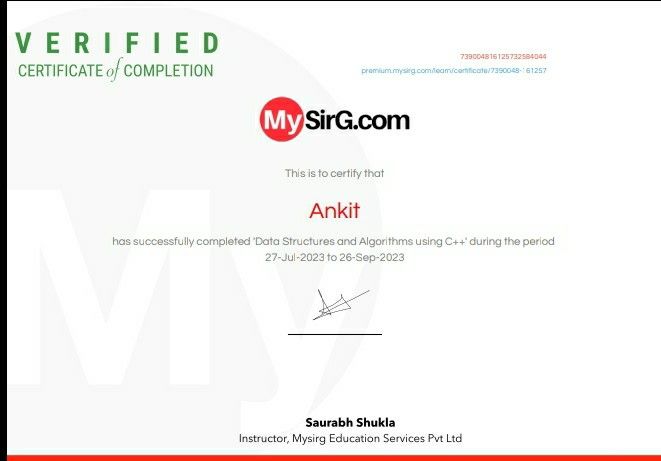 Ankit ror on LinkedIn: #mysirg #dsa #journey #c #rohitnegi #learning # ... Ankit ror on LinkedIn: #mysirg #dsa #journey #c #rohitnegi #learning # ...