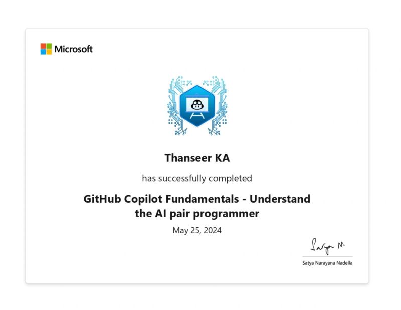 Thanseer K A on LinkedIn: #githubcopilot #ai #coding #learning # ... Thanseer K A on LinkedIn: #githubcopilot #ai #coding #learning # ...