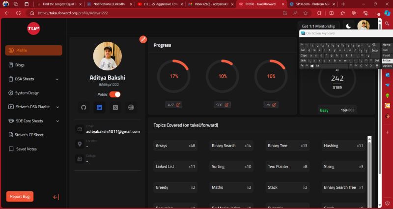 Aditya Bakshi on LinkedIn: My progress 17 % A2Z DSA SHEET Mahima Hans I ... Aditya Bakshi on LinkedIn: My progress 17 % A2Z DSA SHEET Mahima Hans I ...